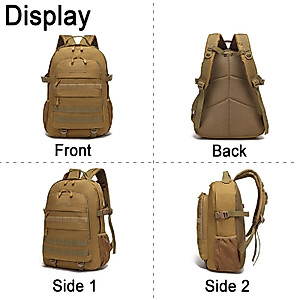Aocmpxs Military Tactical Backpack, 30L Hiking Daypack Water-Resistant 3 Day Assault Backpacks Molle Army Pack(Tan)