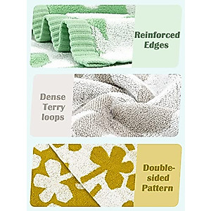 Hand Towel Fingertip Towels Set 12 x 21 Inches, 100% Cotton Small Hand Towels for Bathroom Kitchen Spa 3 Colors 6 Pack, Four Leaf Clover