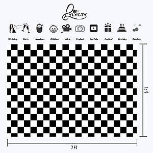 LYLYCTY 7x5ft Checkers Backdrop Black and White Racing and Checkered Pattern Photo Booth Chess Board Texture Grid Photography Background LYZY0505