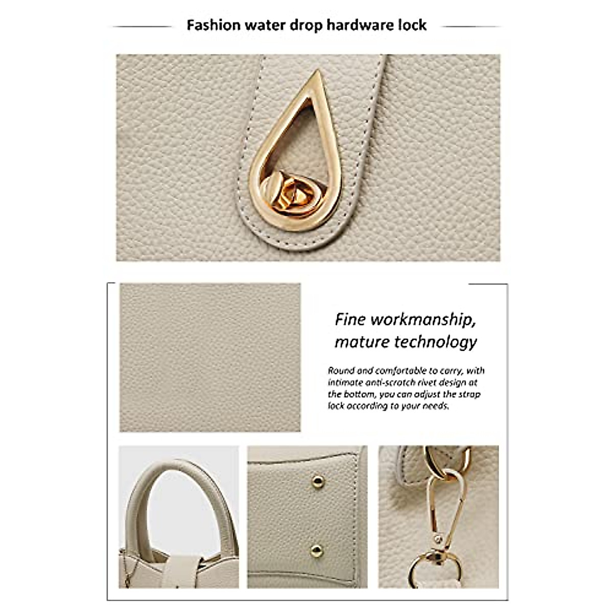 Pahajim Womens Handbag Tote Cute Mini Tassels Leather Shoulder Purse Crossbody Bag(Beige White)