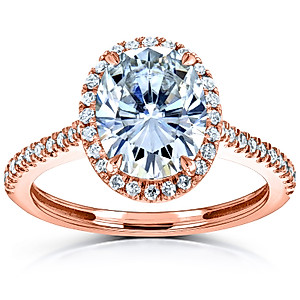 Kobelli Oval Moissanite Halo Engagement Ring 2 1/4 CTW 14k Rose Gold