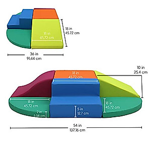 Factory Direct Partners 13021-LMRS SoftScape Playtime All Around Climber for Crawling Infants and Toddlers, Soft Foam Indoor Active Play with Steps and Slides (6-Piece) - Lime/Raspberry