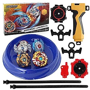 R1-58-6-Bey Battle Gyro Burst Battle Evolution Metal Fusion Attack Set with 4D Launcher Grip Set