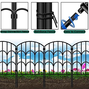 Animal Barrier Fence 20 Pack,Decorative Garden Fence 23.4in(H) x 21.6ft(L) Rustproof Metal No Dig Fence,for Dog Rabbit Pet,Ground Stakes and Outdoor Yard Patio Landscape