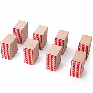 CCC Wooden Train Red Brick Risers 8 Pack Accessory Set - Compatible with Most Wooden Train Sets!
