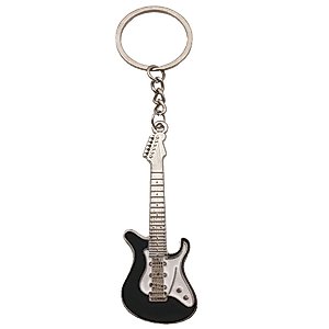 Wang Zhai Black Guitar Keychain for Men Mini Cute Bass Key Chain Ring for Kids High-end Car Keyring Electric Guitar Key Holder