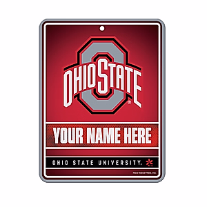 Rico Industries NCAA Ohio State Buckeyes Personalized/Custom Metal 8.5" x 11" Parking Sign - Home Décor - Indoor/Outdoor