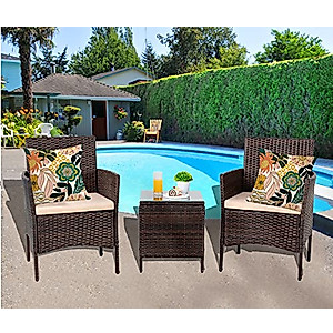 Jartinle Tropical Leaves Flower Boho Outdoor Pillow Covers 18x18 Waterproof Set of 2 Bohemian Blooming Floral Pattern Patio Throw Pillow Covers for Porch Balcony Garden(18x18)