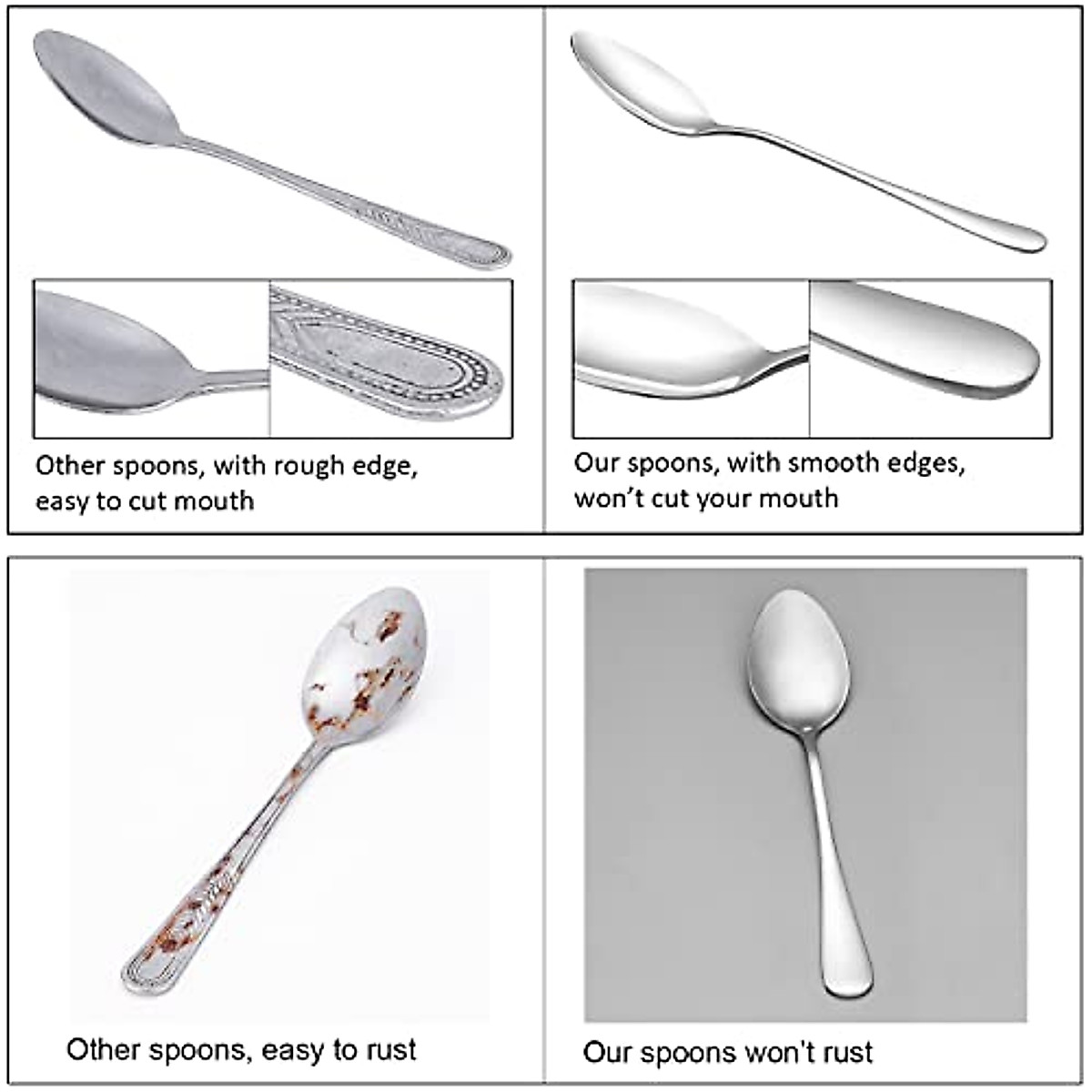 Dinner Spoon Set,16 Pcs 7.3" Tablespoons,Premium Food Grade 18/10 Stainless Steel Spoons,Durable Metal Spoons,Tablespoon,Silverware Spoons Only,Mirror Finish & Dishwasher Safe,Use for Home,Restaurant