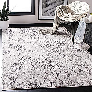 SAFAVIEH Amelia Collection 11' x 15' Grey / Navy ALA783H Modern Trellis Distressed Non-Shedding Living Room Bedroom Dining Home Office Area Rug