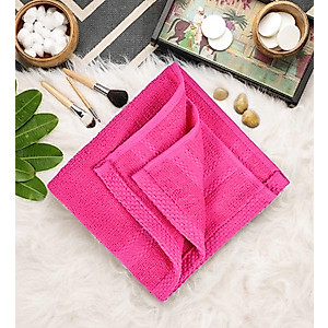 GLAMBURG Ultra Soft 12-Piece Washcloths Set 13x13-100% Ringspun Cotton - Durable & Highly Absorbent Face Towels - Ideal for use in Bathroom, Kitchen, Gym, Spa & General Cleaning - Hot Pink