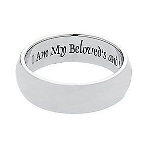Beads & Pearls Jewelry 7mm Stainless Steel Men Women Wedding Rings - I Am My Beloved's and My Beloved Is Mine Religious Christian Rings, His and Hers Wedding Band, Size 8