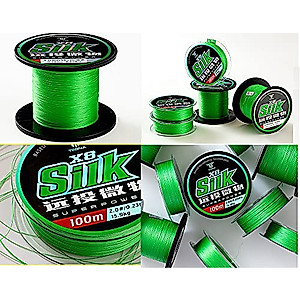 Green Braided Fishing Line, Highly Abrasion Resistant Braided Lines, Thin Diameter, Zero Stretch, Zero Memory, Easy Casting, Great Knot Strength, Color Fast (110YDS- 0.25mm -39LB)