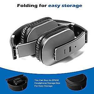 August EP650 Bluetooth Wireless Over Ear Headphones with aptX LL Low Latency/Multipoint/NFC / 3.5mm Audio in/Headset Microphone - Silver