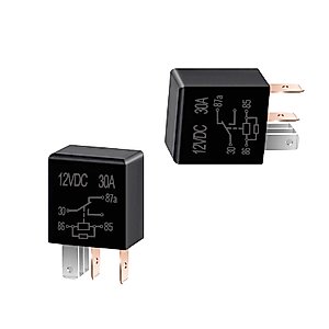 Yumfugu 2 PCS Car 5 Pin 12V 30A Relay, Multi-Purpose 30A Waterproof Heavy Duty Relay Replacement, Universal Automotive Conditioner Relay Accessories for Cars SUVs Trucks (Black)