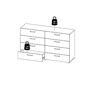 Tvilum Dallas 8 Drawer Double Dresser, Dark Chocolate