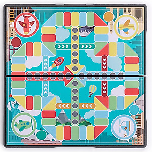 Yellow Mountain Imports Ludo Magnetic Folding Travel Large Board Game Set - 8 Inches - Portable Classic Strategy Game Set