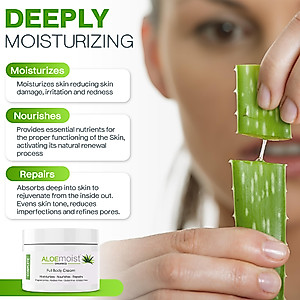 Natural Aloe Vera Body Lotion - Face & Body Moisturizing Cream with Organic Aloe Vera Gel, Vitamin E Oil, Vitamin C, Retinol Cream, Shea Butter – Anti Aging Face Moisturizer for Women, Dry Skin (8 oz)