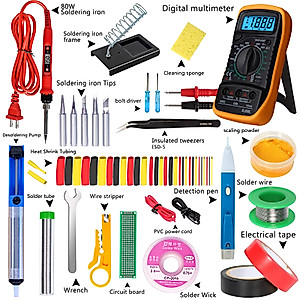 Electronics Soldering Iron Kit, 80W LCD Digital Soldering Gun with Adjustable Temperature Controlled and Fast Heating Ceramic Thermostatic Design, 24pcs Solder Kit Welding Tool