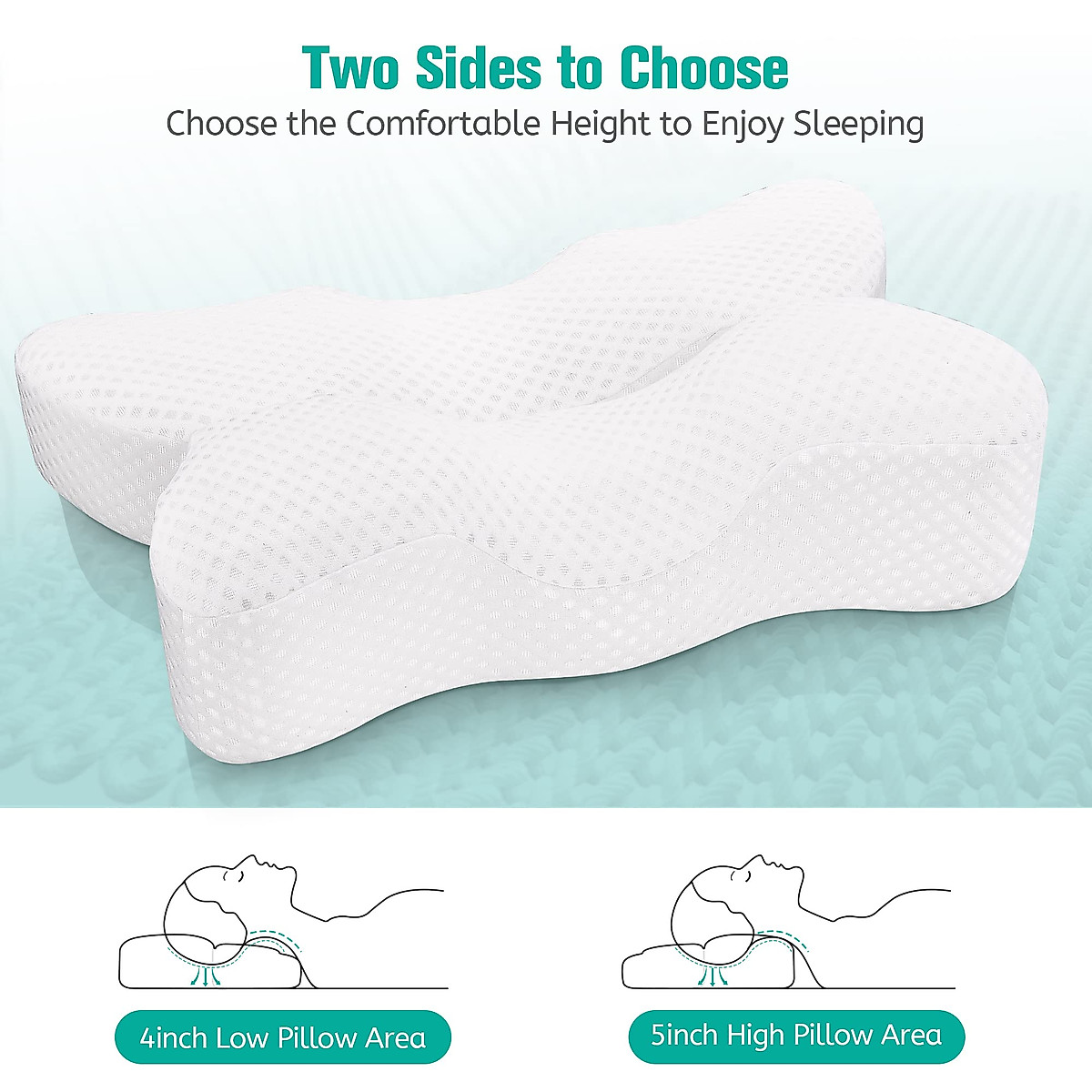 Cosermart Cervical Pillow for Neck Pain Relief, Ergonomic Pillow for Neck, Shoulder & Back Support, Orthopedic Contour Memory Foam Pillow for Side Back Stomach Sleeper with Removable Zipper Design