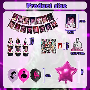 Rock Party Decorations Rock Singer Birthday Party Supplies Includes Banner, Cake Topper, Cupcake Toppers, Balloons, Rock Themed Party for Boys and Girls