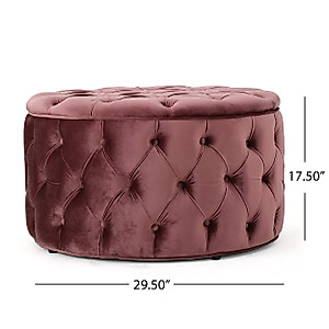Christopher Knight Home Zelfa Velvet Ottoman, Blush