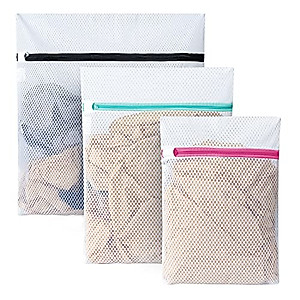 BAGAIL Set of 3 Honeycomb Mesh Laundry Bags for Blouse,Hosiery,Stocking,Underwear, Lingerie with Zipper Lock,Premium Laundry Bags for Travel Storage Organization(3 Set)
