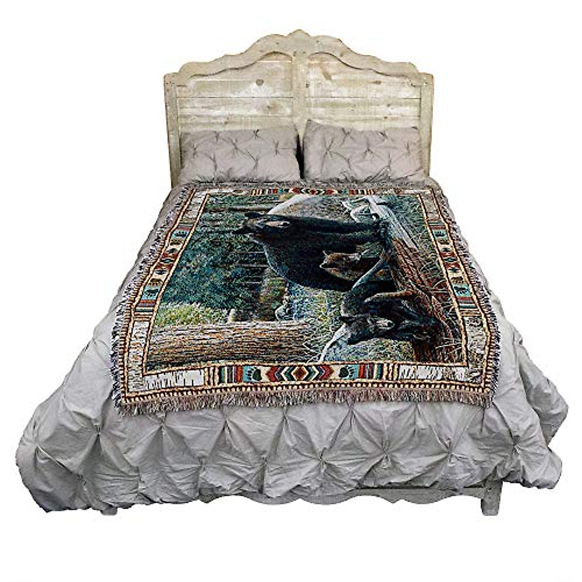 Pure Country Weavers New Discoveries Blanket by Kevin Daniel - Wildlife Lodge Cabin Gift Tapestry Throw Woven from Cotton - Made in The USA (72x54)