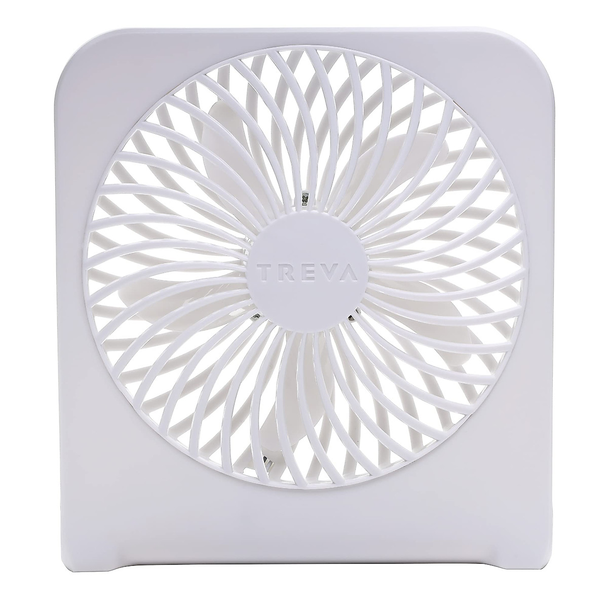 Treva 5-Inch USB and Battery Powered Desk Fan With Two Cooling Speeds and Adjustable Tilt, Small USB Fan Cubicle Accessories Durable and Long Lasting (White)