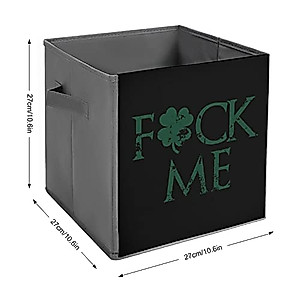 Fuck Me Clover Collapsible Storage Bins Cubes Organizer Trendy Fabric Storage Boxes Inserts Cube Drawers 11 Inch