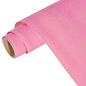 Gatichetta Glitter Self Adhesive Vinyl 12" x 6ft Craft Permanent Sparkle Shimmer Vinyl Roll for Indoor & Outdoor Decal, Signs, Stickers, Compatible with Most Craft Cutters，Pink