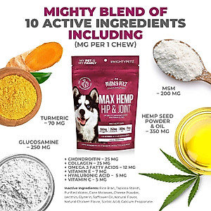 Mighty Petz MAX Dog Multivitamin MAX Hemp Glucosamine for Dogs Bundle