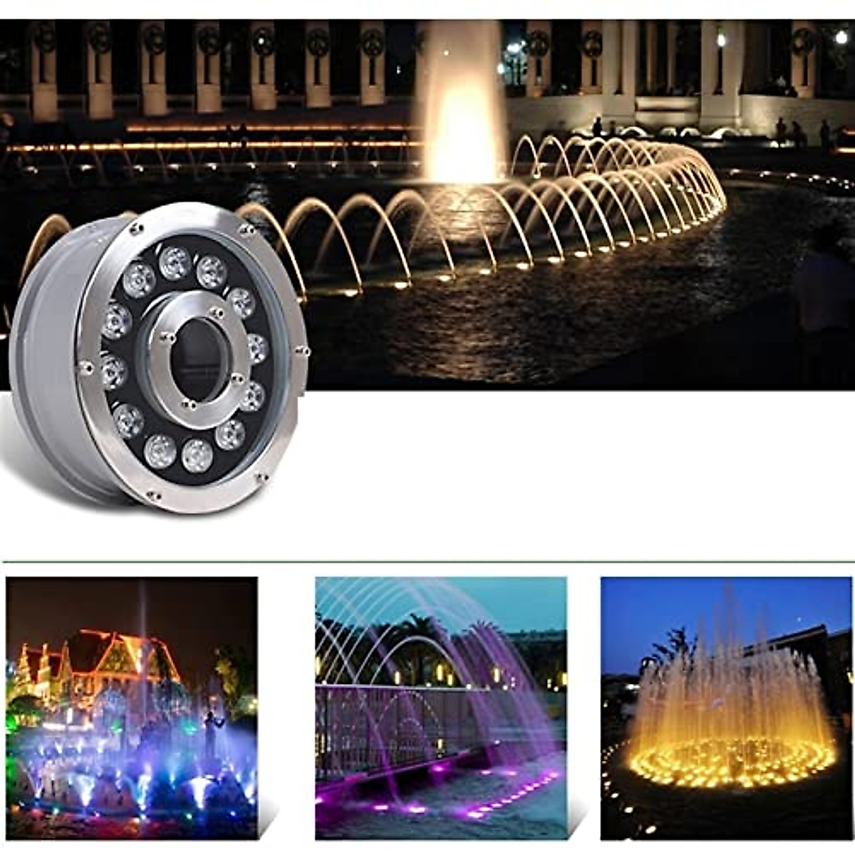 Nderwater Pond Lights - Ring Fountain LED Lamp, 12V LED Ring Underwater Fountain Light, IP68 Waterproof Pond Lights For The Garden, Fountain Pool, Landscape Decoration ( Color : Rgb , Size : 6W(12V) )