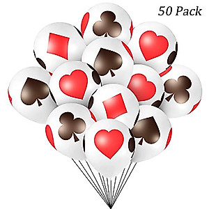 12 Inch Casino Card Night Latex Balloons, 50 Pack Poker Balloons Casino Party Balloons, Casino Night Poker Birthday Decorations