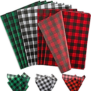 Whaline 120 Sheets Christmas Tissue Paper Buffalo Plaid Wrapping Paper Red Green White Black Gift Wrapping Paper Rustic Art Paper Crafts for Home DIY Gift Bags New Year Decor, 14 x 20inch