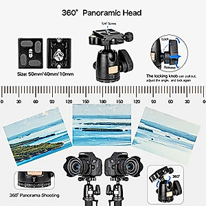 koolehaoda Camera Aluminum Monopod with Three Feet Stand Support Base & K-09 Ballhead for DSLR Camera Canon Nikon. Extended Max Height: 69-inch.