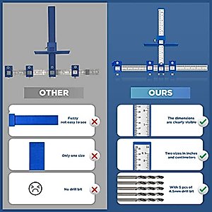 Holimax Cabinet Hardware Jig, Cabinet Handle Jig, Cabinet Hardware Template Tool, Punch Locator Drill Guide for Handle Knob Pull Installation of Door and Drawer woodworking tools