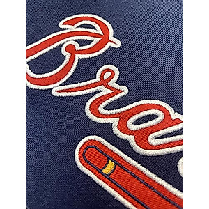 MLB Kids Youth 8-20 Officially Licensed Embroidered Team Wordmark Logo Fleece Pullover Hoodie Sweatshirt (as1, numeric, numeric_8, regular, Atlanta Braves - Navy)