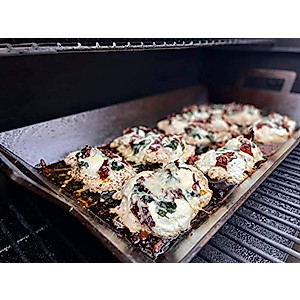 BBQ Hack Skillet Hack,Nonstick Carbon Steel Skillet,Stovetop,Oven,Grill, and Campfire Griddle, Stir Fry,Meats,Breakfast and More,The Perfect Camping Cookware Tool (12" Deep X 21" Wide Skillet Hack)