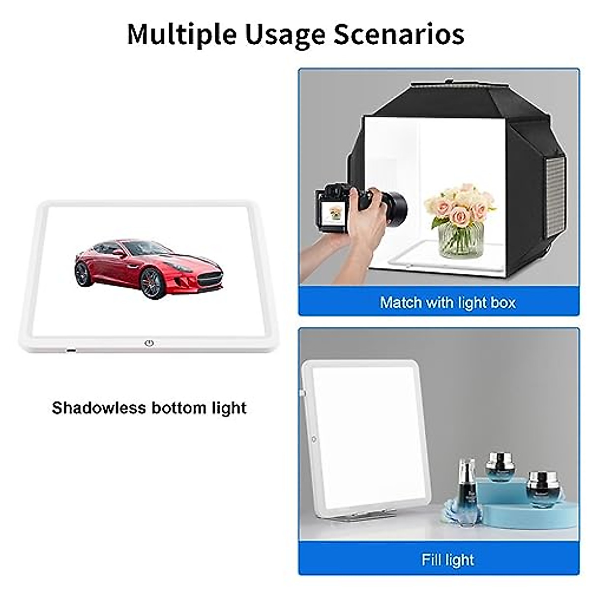 Selens Shadowless Bottom Light Panel for Light Box Photo Studio,11.5" x 11.5"/ 29 x 29cm LED Photography Light for Jewelry Cosmetic Crafts Small Products