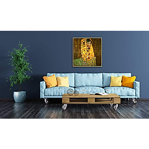 Wieco Art Framed Art the Kiss by Gustav Klimt Famous Oil Paintings Reproductions Modern Giclee Canvas Prints Canvas Wall Art with Golden Picture Frames for Wall Decor Home Decorations