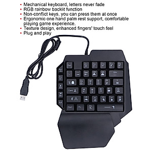 Archuu Wireless One-Handed Mechanical Keyboard,35 Keys RGB Gaming Keypad,Colorful Backlit USB Wired Gaming Keyboard,Single Hand RGB Mechanical Gaming Keyboard,Multicolor