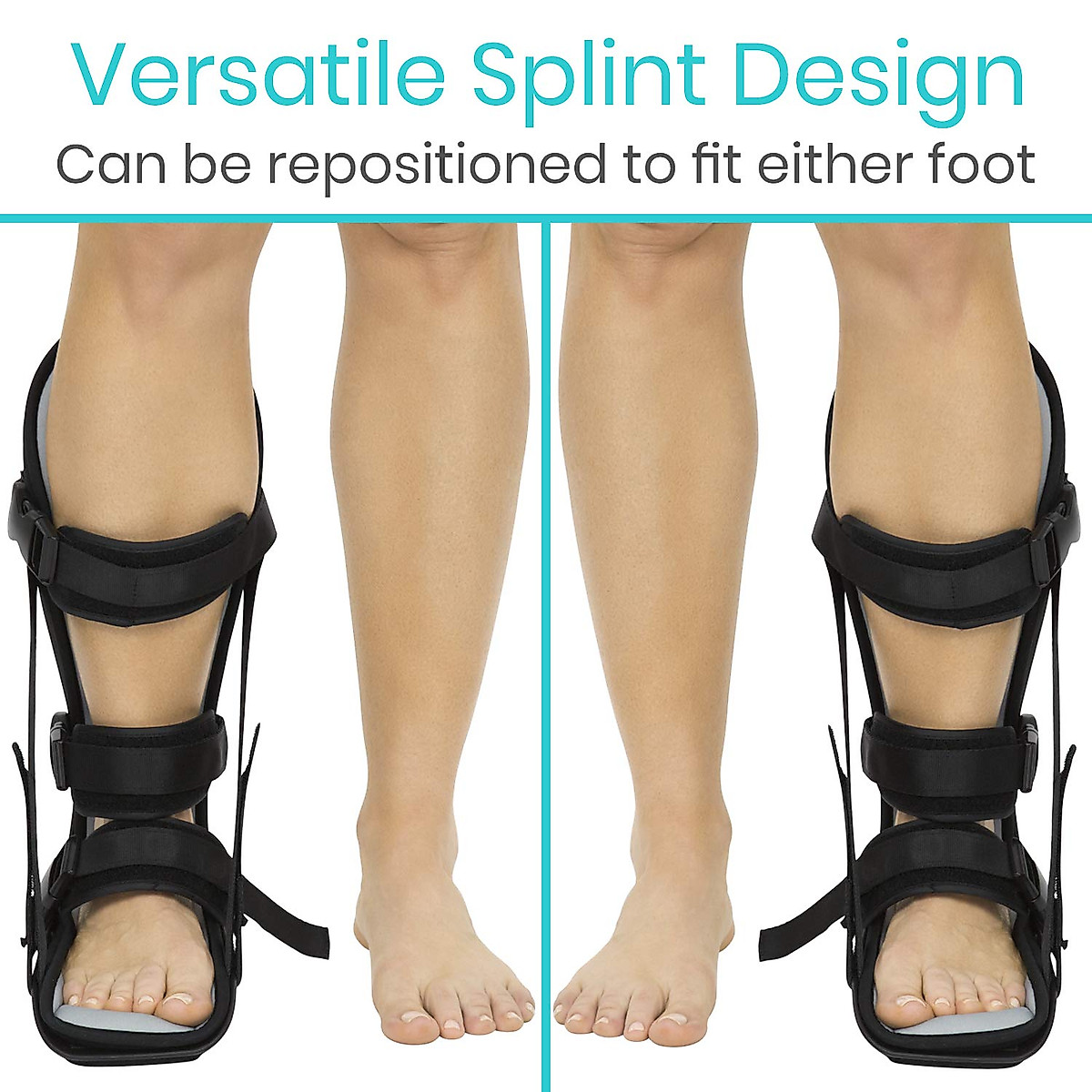 Vive Hard Plantar Fasciitis Night Splint for Men & Women - Stabilizer Brace Relieves Inflammation - Foot Support Boot Features Adjustable Hook and Loop Straps for Achilles Pain Relief