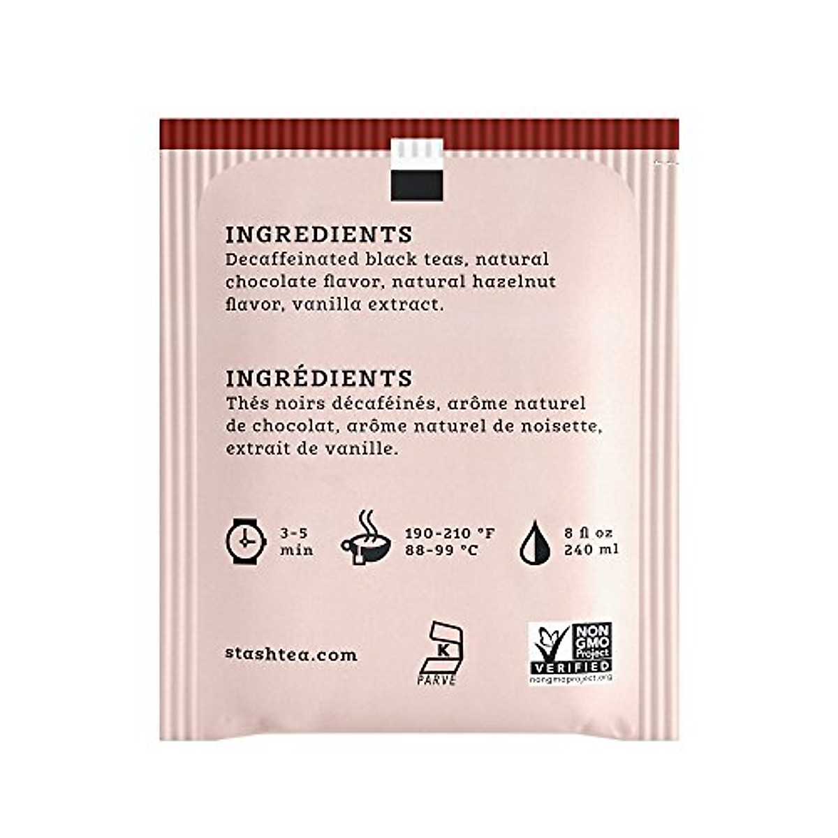 Stash Tea Decaf Chocolate Hazelnut Black Tea - Decaf, Non-GMO Project Verified Premium Tea with No Artificial Ingredients, 18 Count (Pack of 6) - 108 Bags Total