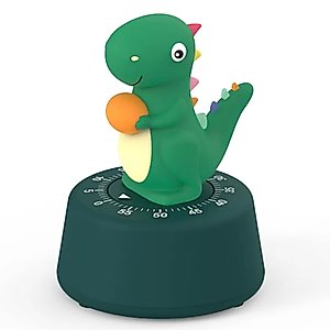 Cute Kitchen Timer Cartoon Dinosaur Timer Mechanical Counters Timer Animal Digital Countdown Timer for Housewife Office Worker Student (Dark Green)
