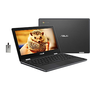 ASUS 2022 Chromebook Flip 2-in-1 360° 11.6" HD Laptop, Intel Celeron N4000 Processor, 4GB RAM, 32GB eMMC Flash Memory, Intel HD Graphics 600, HD Webcam, Chrome OS, Black, 32GB SnowBell USB Card
