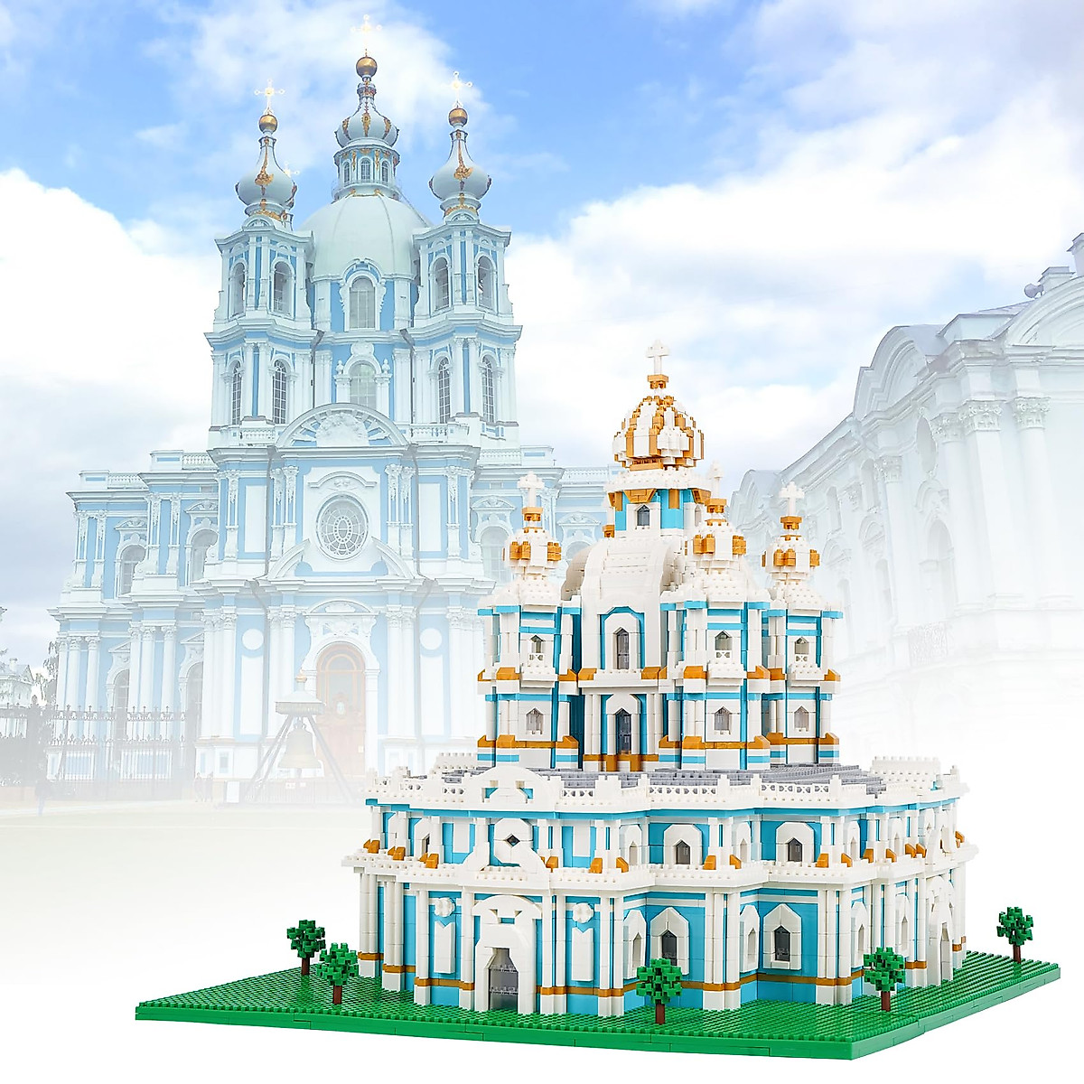Geniteen Micro Mini Blocks Smolny Cathedral Model Building Blocks Set Architecture Model Mini Building Blocks Gifts for Adult