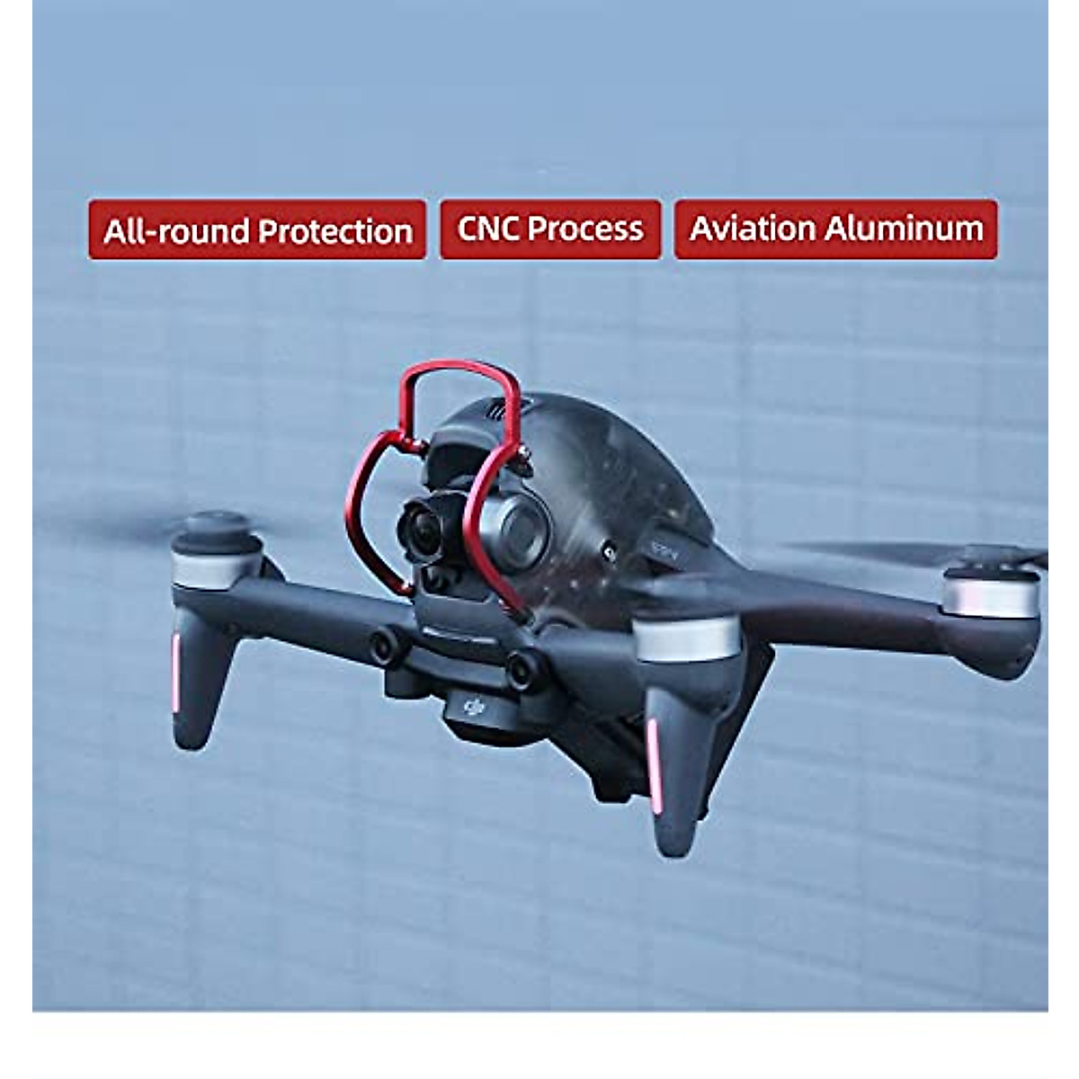 gouduoduo2018 FPV Drone Gimbal Bumper for DJI FPV Drone PTZ Protect Bar Aluminum Alloy Camera Anti-collision (Red)