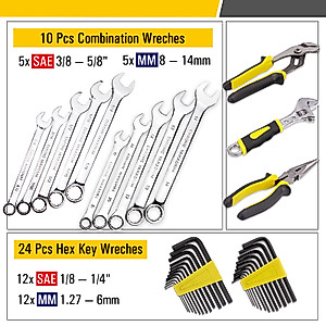 AZUNO 303PCS Mechanic Tool Set, DIY Hand Tool Kit Set, Auto Repair Tool Box, Multi-Function Organizer with Black Storage Case