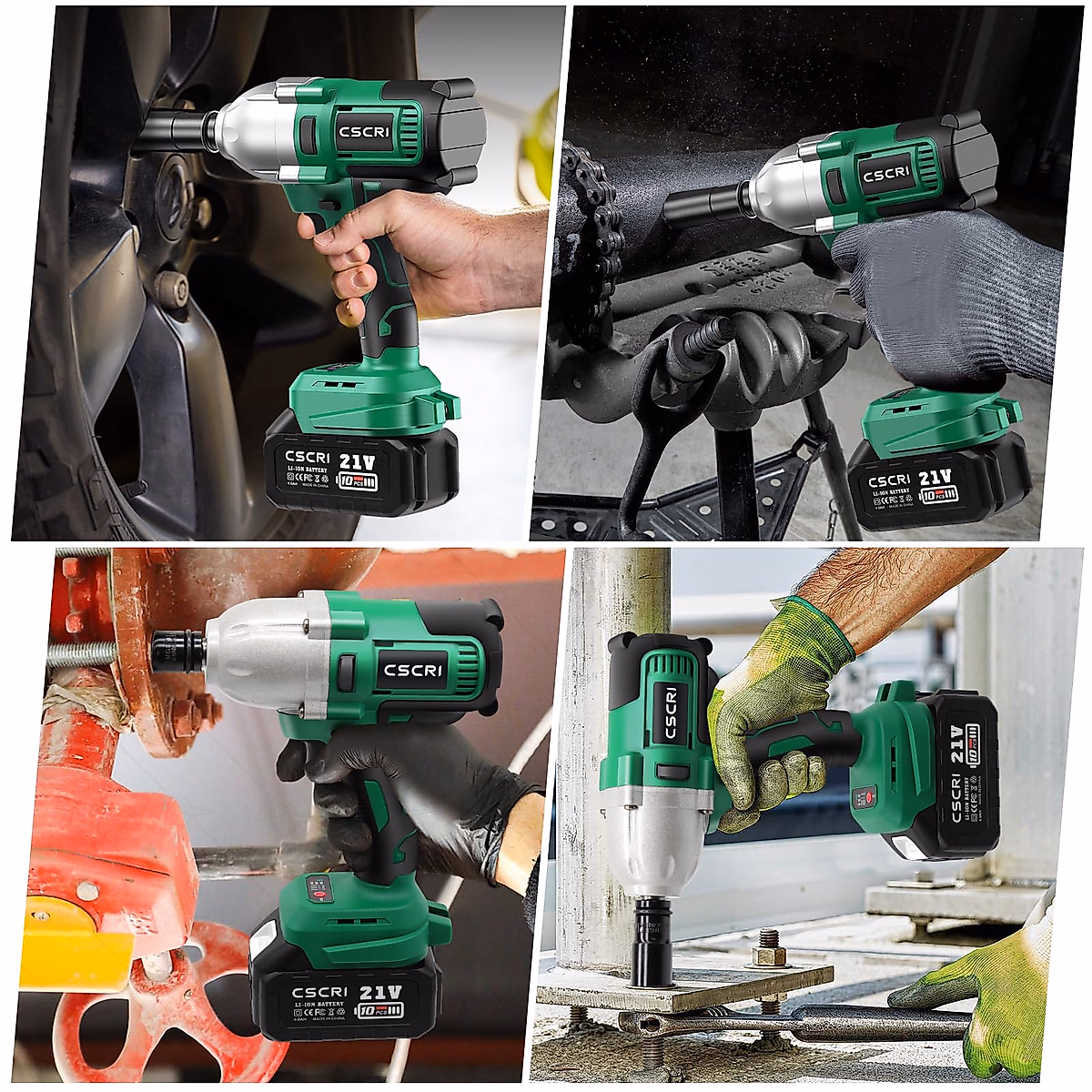 CSCRI Cordless Impact Wrench Kit 1/2 inch Brushless, Max Torque 580Ft-lbs(800N.m) Electric Impact Gun w/2x 4.0Ah Battery, Charger & 6 Sockets, Power Impact Driver for Car Home